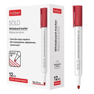 Маркер для доски " Hatber " Solo красный 2мм пулевидный наконечник